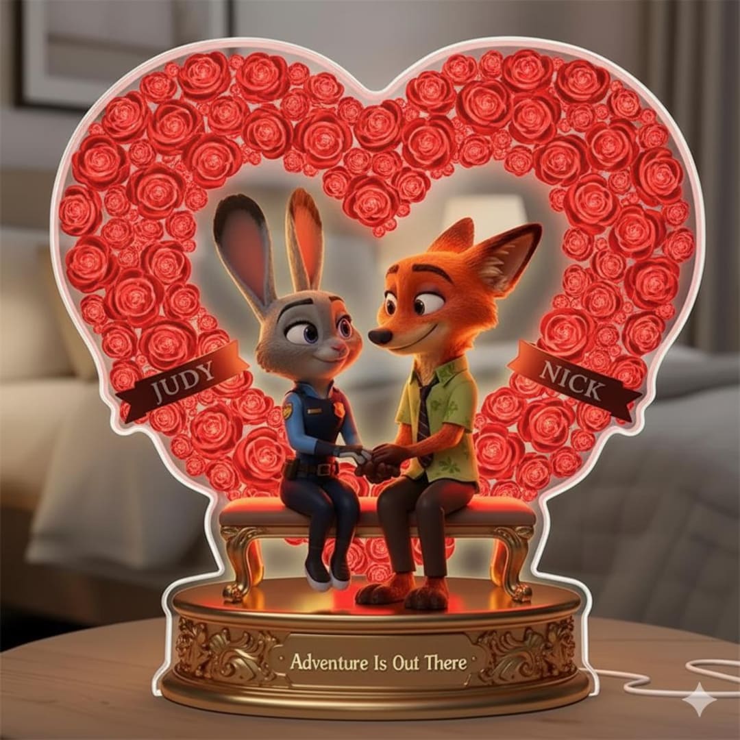 Zootopia 2 Judy & Nick Acrylic Light Box, Disney Couple Lamp, Zootopia ...