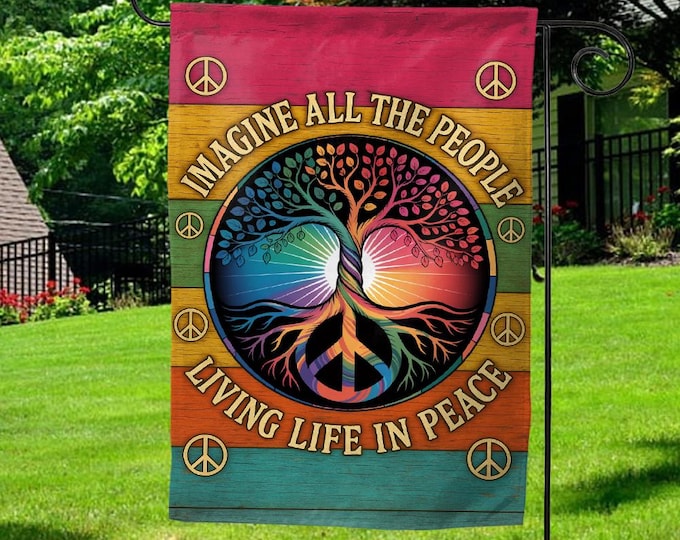 Garden Flag, Imagine Peace Garden Flag - Double-sided, Weatherproof ...