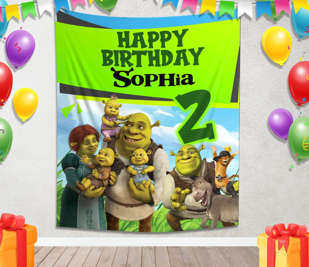 Shrek Birthday Party, Shrek Party Banner, Shrek Birthday Backdrop ...