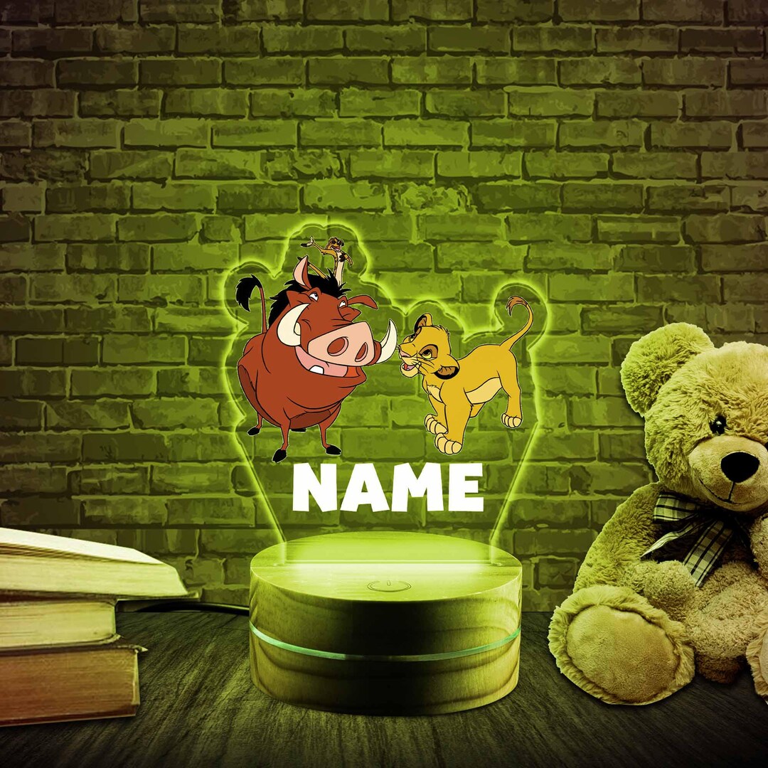 Lion King 3D Acrylic LED Personalized Gift, Simba, Timon, 16 Color LED ...