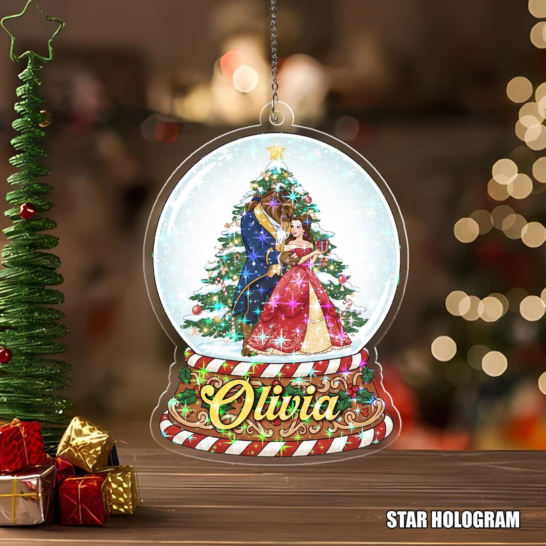 Disney Christmas Beauty and the Beast Belle Princess Hologram Ornament ...