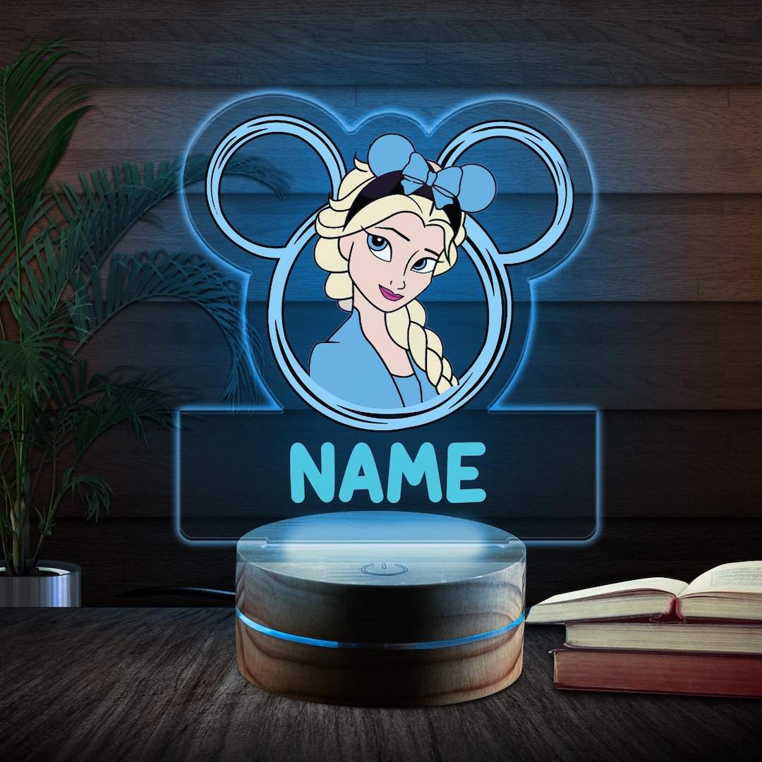 Personalized Disney Princess Night Light, Custom Name Baby Girl Room ...