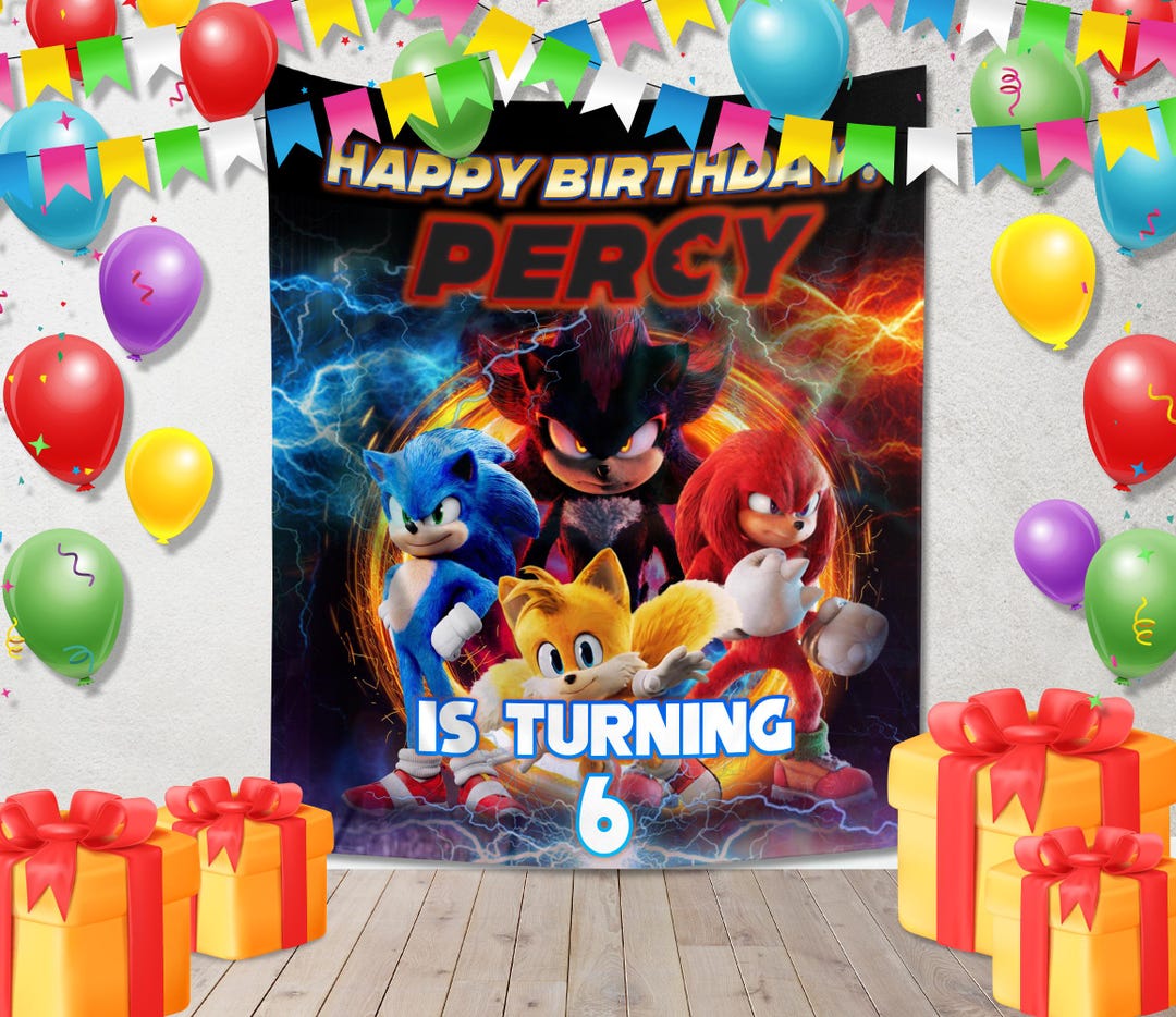 Sonic Birthday Party Backdrop/sonic Hedgehog 3 Birthday Banner/custom ...