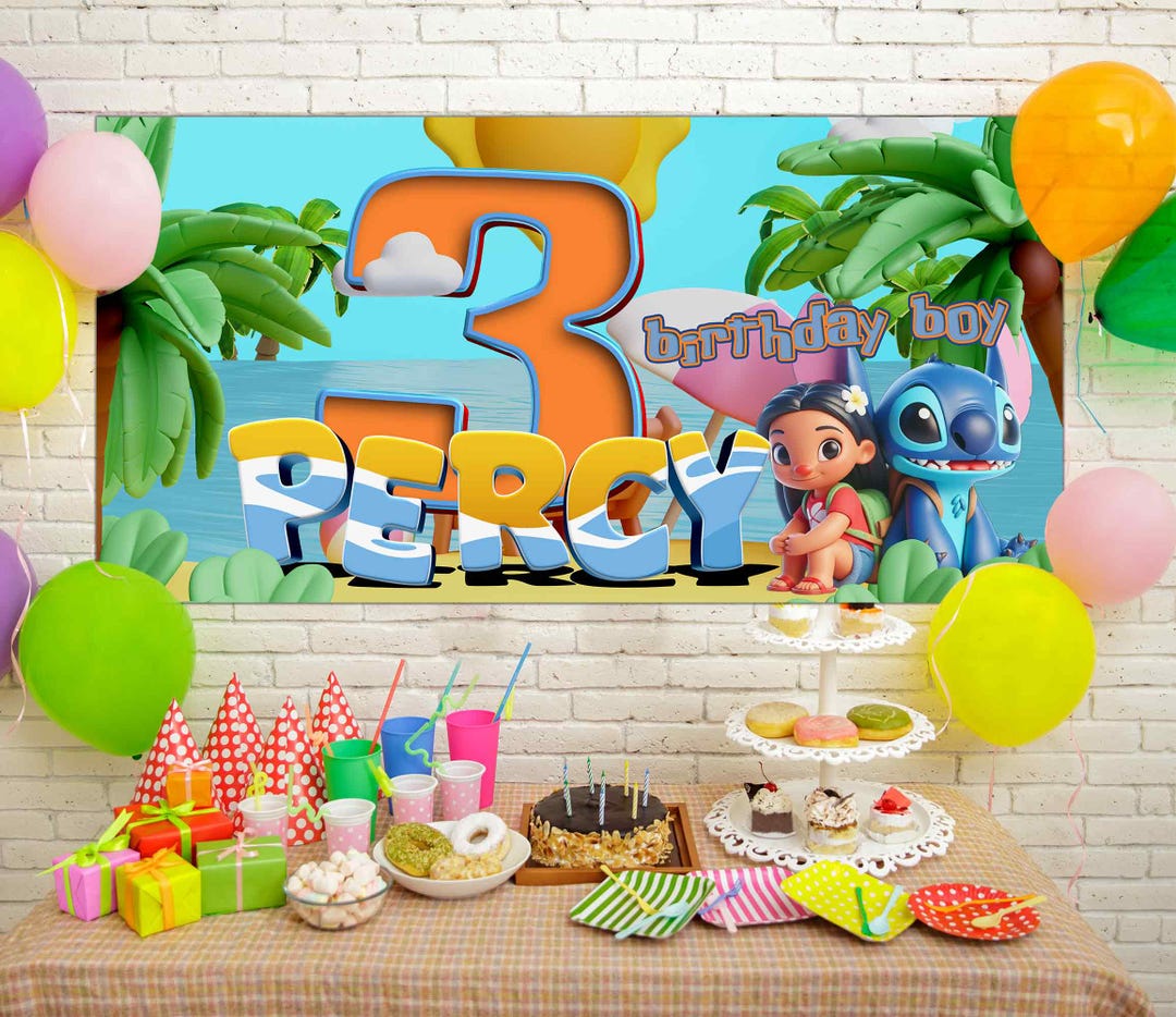 Lilo and Stitch Birthday Backdrop, Lilo and Stitch Personalized ...