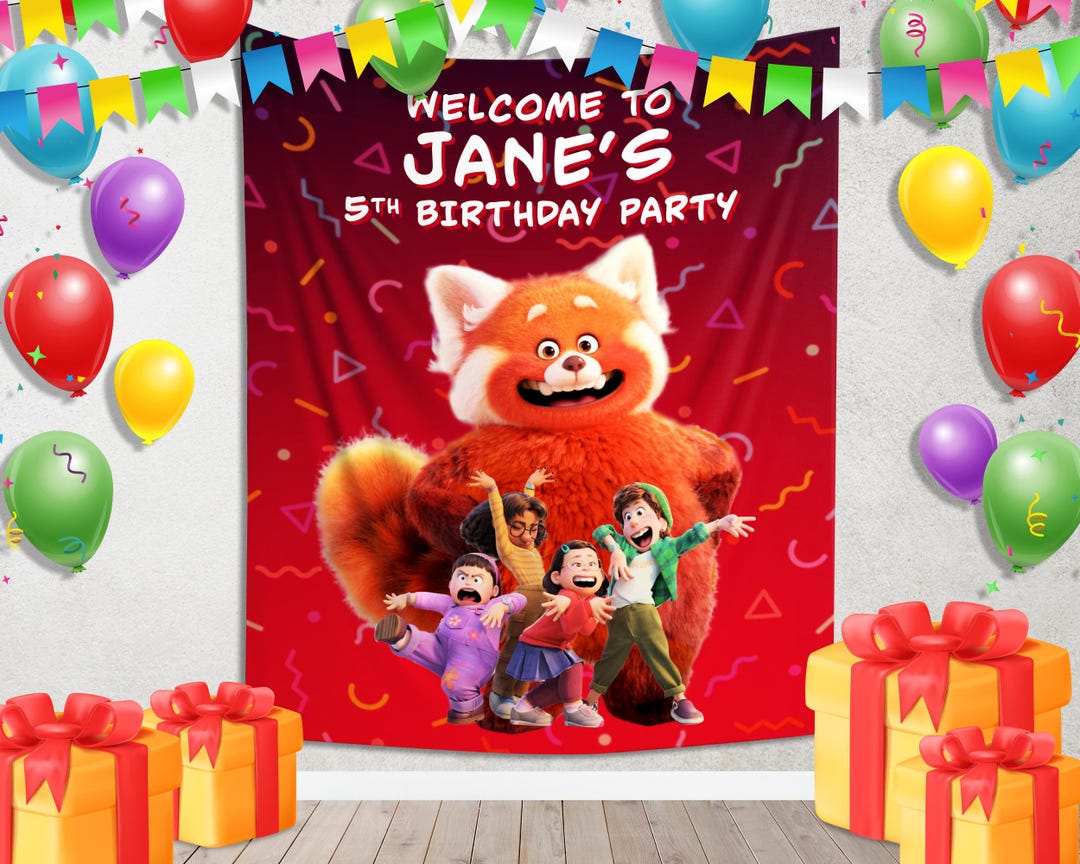 Turning Red Birthday Banner,turning Red Movie Theme Decor,birthday ...