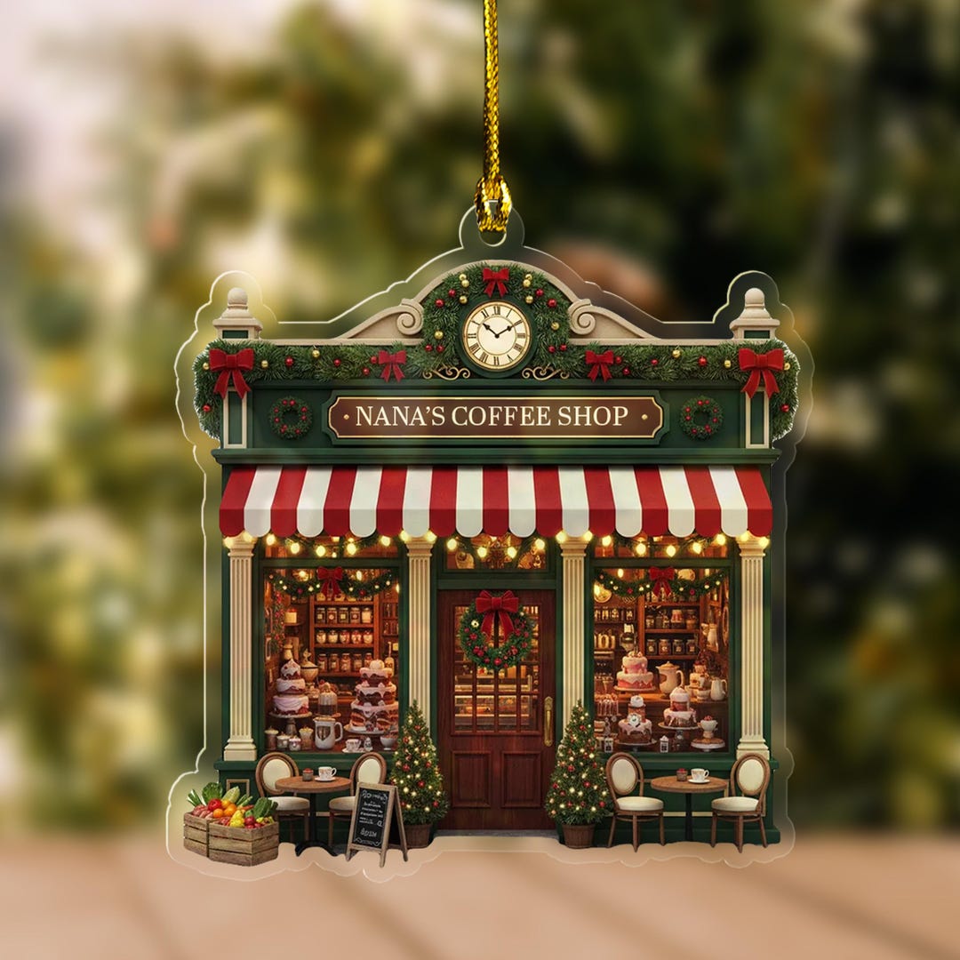 Personalized Coffee Shop 2D Flat Xmas Ornament/2d Flat Coffee Shop ...