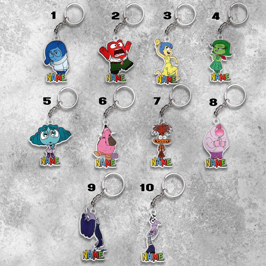 Inside Out 2 Acrylic Keychain, Disney Cutout Keychain, Personalized ...