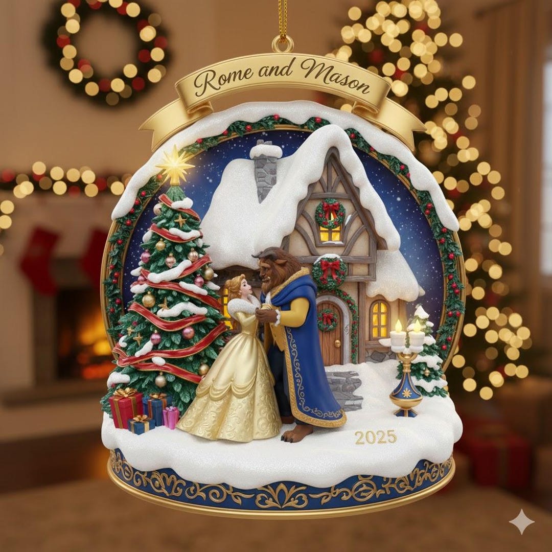 Personalized Beauty and the Beast 2D FLAT Ornament, Custom 2025 Disney ...