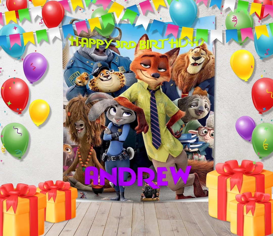 Zootopia Birthday Banenr, Disney for Birthday Party Supplies Zootopia ...
