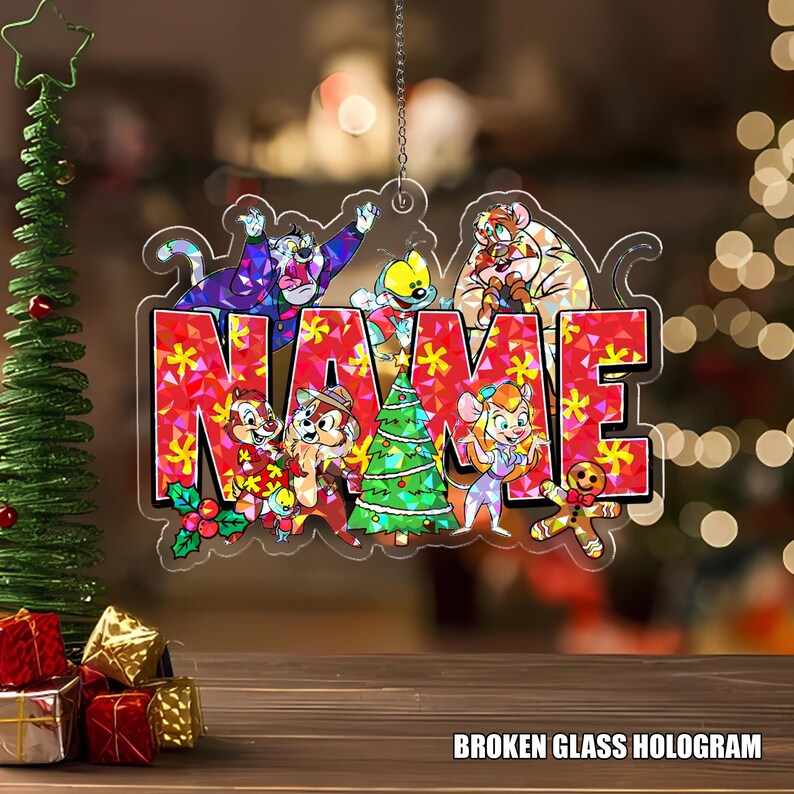 Chip N Dale Christmas Hologram Ornament, Disney Chip Dale Keepsake ...