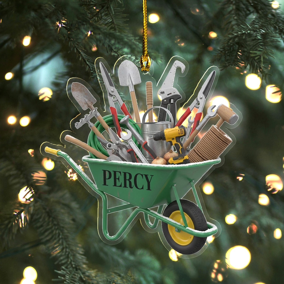 Personalized Gardener Wheelbarrow Ornament, Custom Name Garden Tool ...