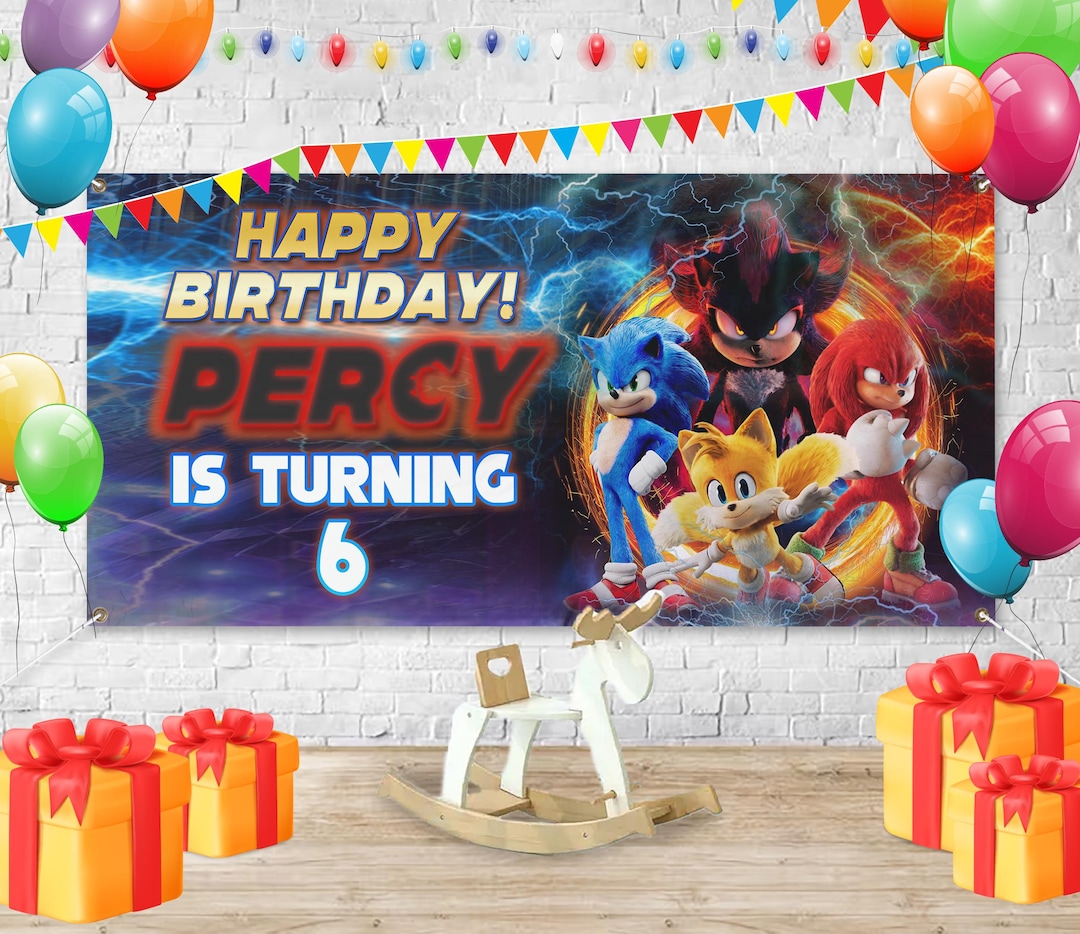 Sonic Birthday Party Backdrop/sonic Hedgehog 3 Birthday Banner/custom ...