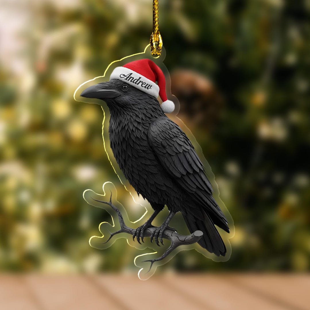 Personalized Gothic Raven Christmas Ornament: Spooky Dark Academia ...