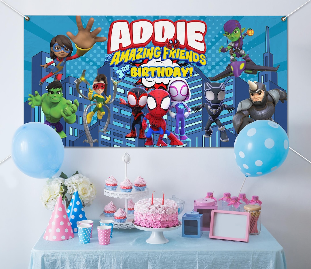 Spidey and His Amazing Friends Backdrop Birthday, Spiderman Banner ...
