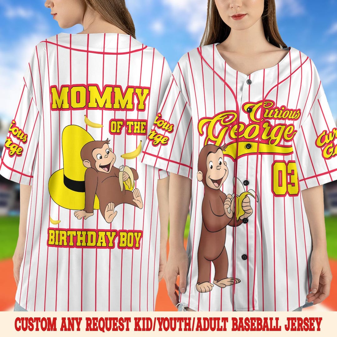 Curious George Birthday Baseball Jersey/curious George Baseball Shirt ...