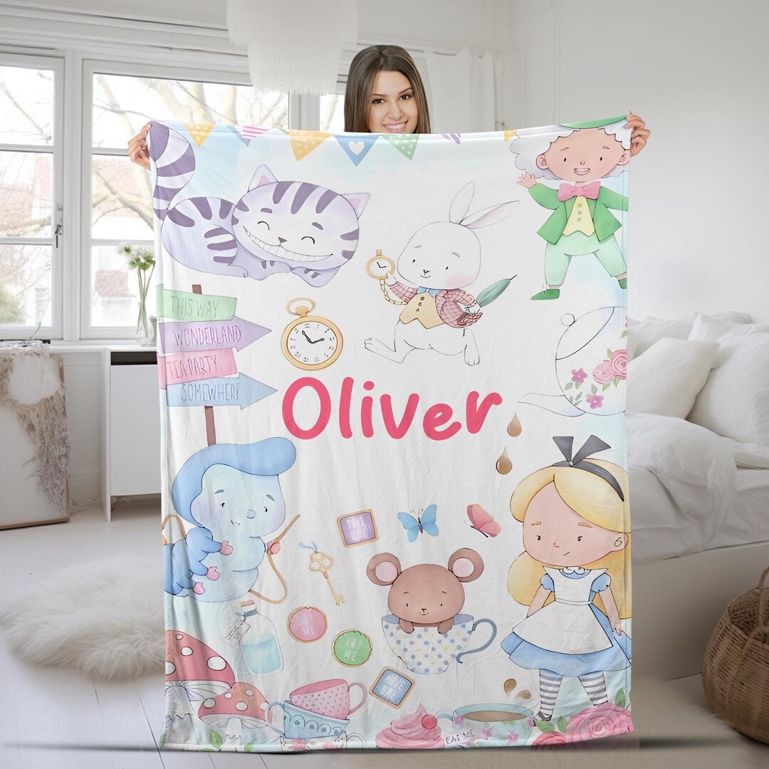 Custom Disney Alice in Wonderland Blanket, Custom Name Blanket, Disney ...