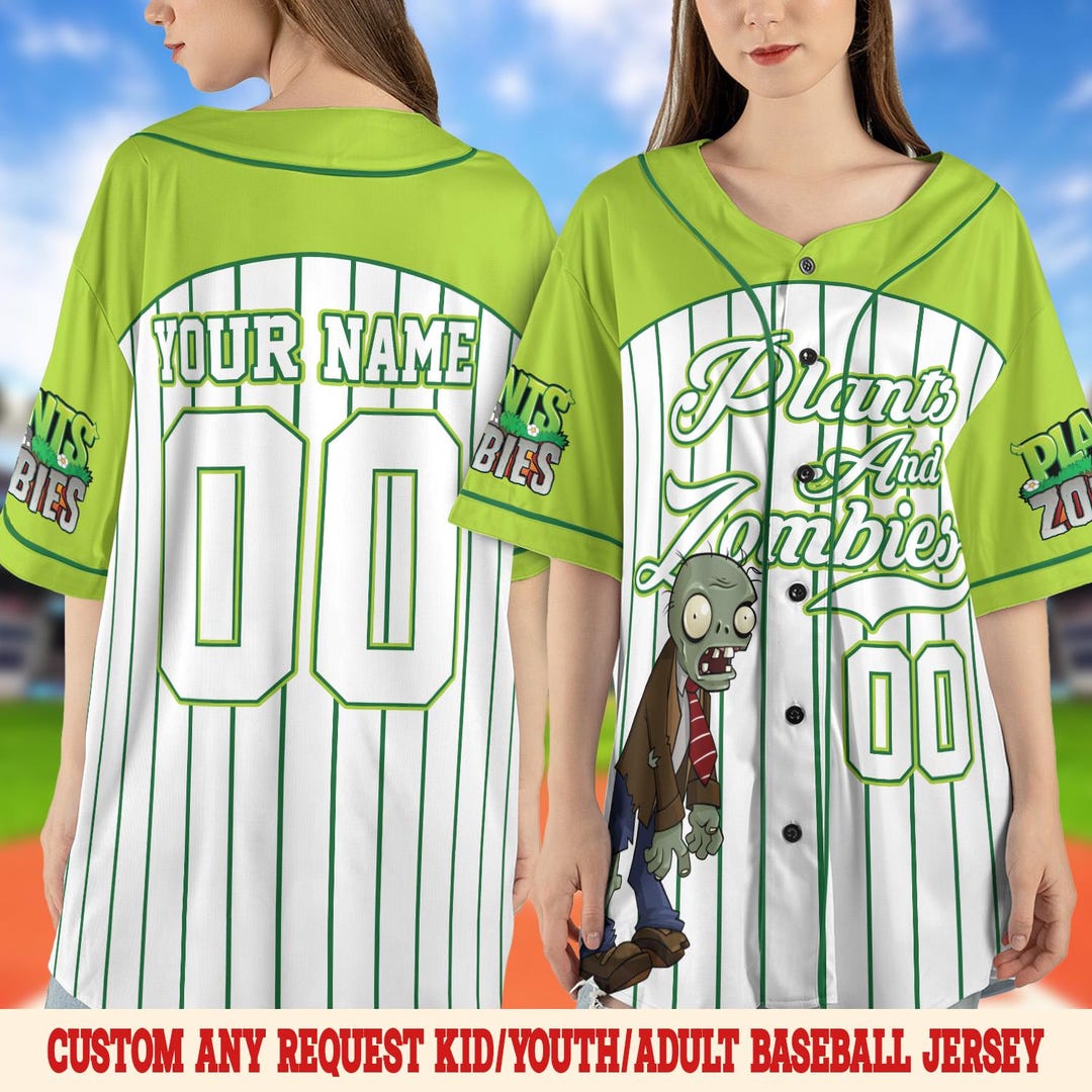 Plants Vs Zombies Baseball Jersey, Custom Zombie Team Shirt, Halloween ...
