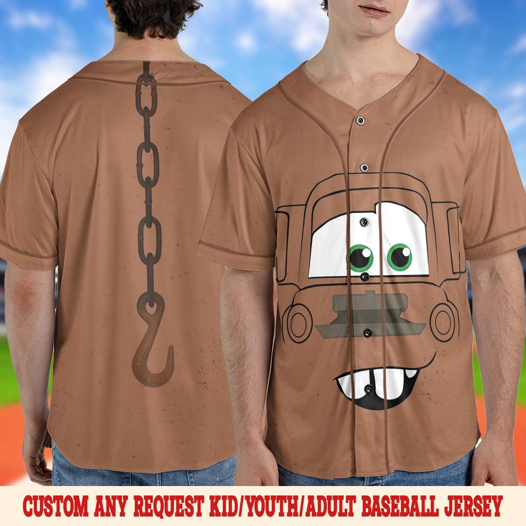 Tow Mater Costume Halloween Baseball Jersey/disney Cars Cosplay Shirt ...
