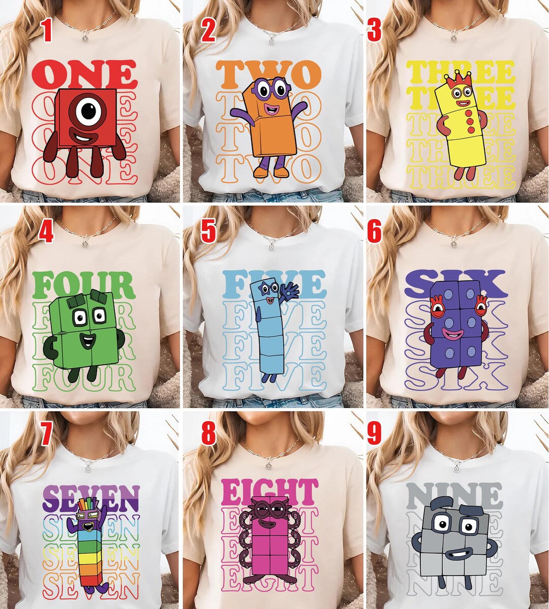 Numberblocks Characters Shirt, Numberblocks Family Matching Shirt ...