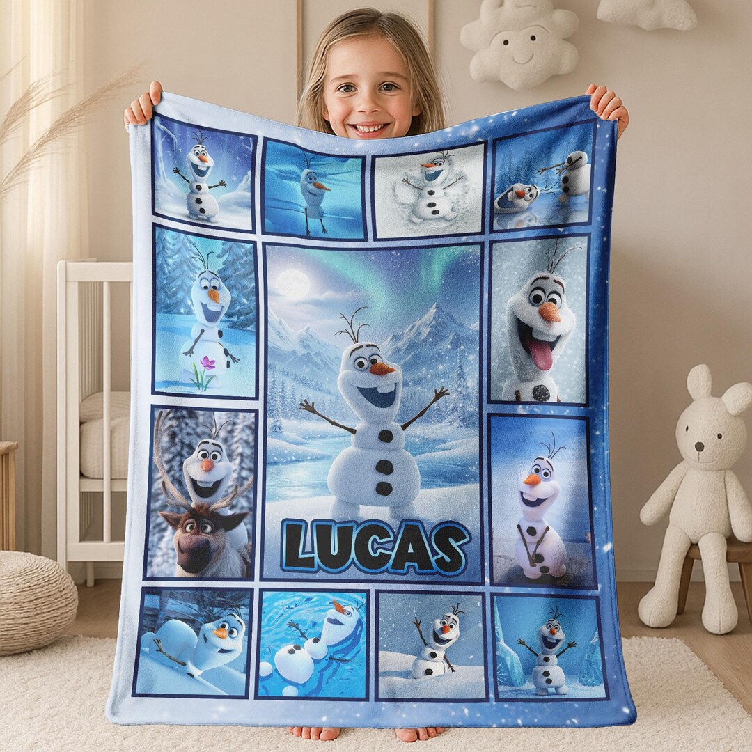 Personalized Disney Olaf Frozen Blanket/custom Name Frozen Olaf Blanket ...