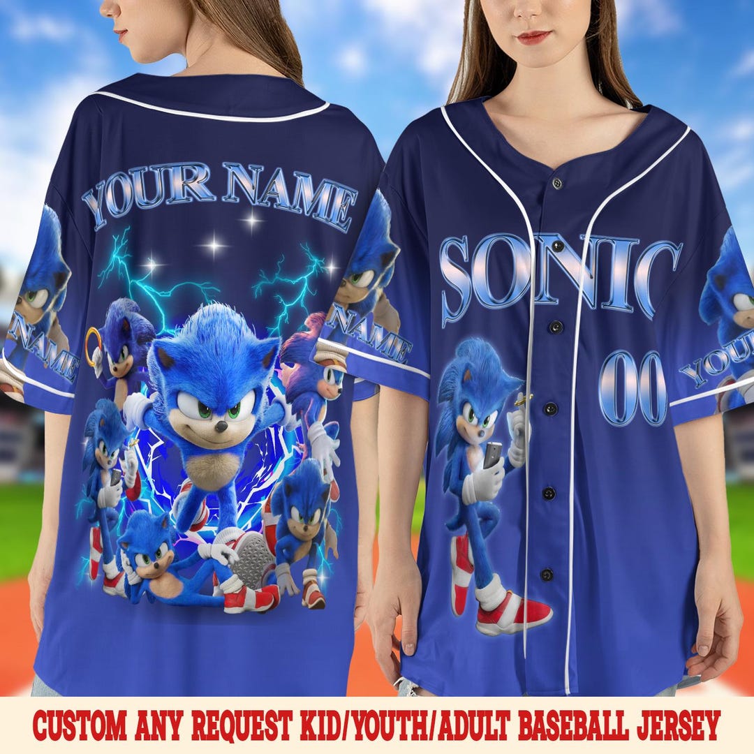 Sonic Baseball Jersey, Sonic the Hedgehog 3 Jersey, Shadow the Hedgehog ...