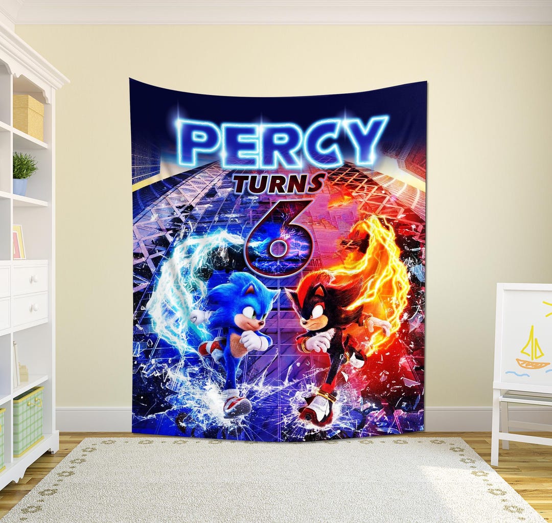 Sonic Birthday Party Backdrop/sonic Hedgehog 3 Birthday Banner/custom ...