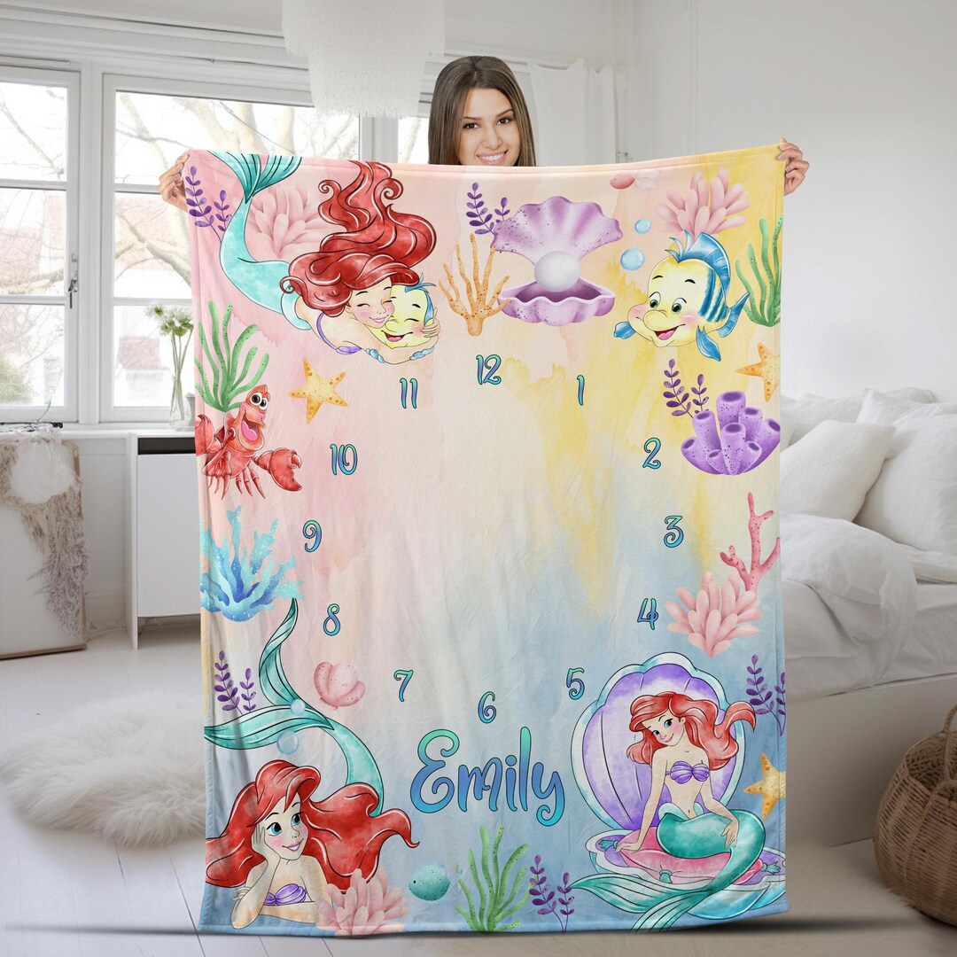 Personalized Milestone Blanket Little Mermaid Blanket/personalized Baby ...