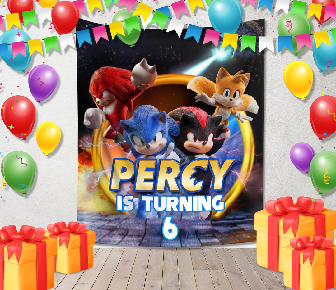 Sonic Birthday Party Backdrop/sonic Hedgehog 3 Birthday Banner/custom Sonic Backdrop/kids ...