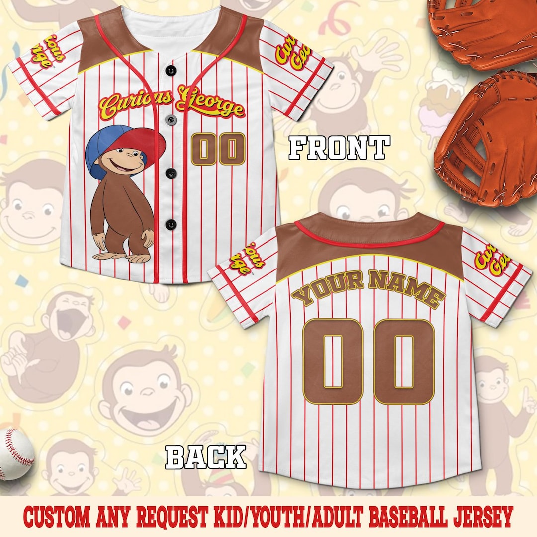 Curious George Birthday Baseball Jersey/curious George Baseball Shirt ...