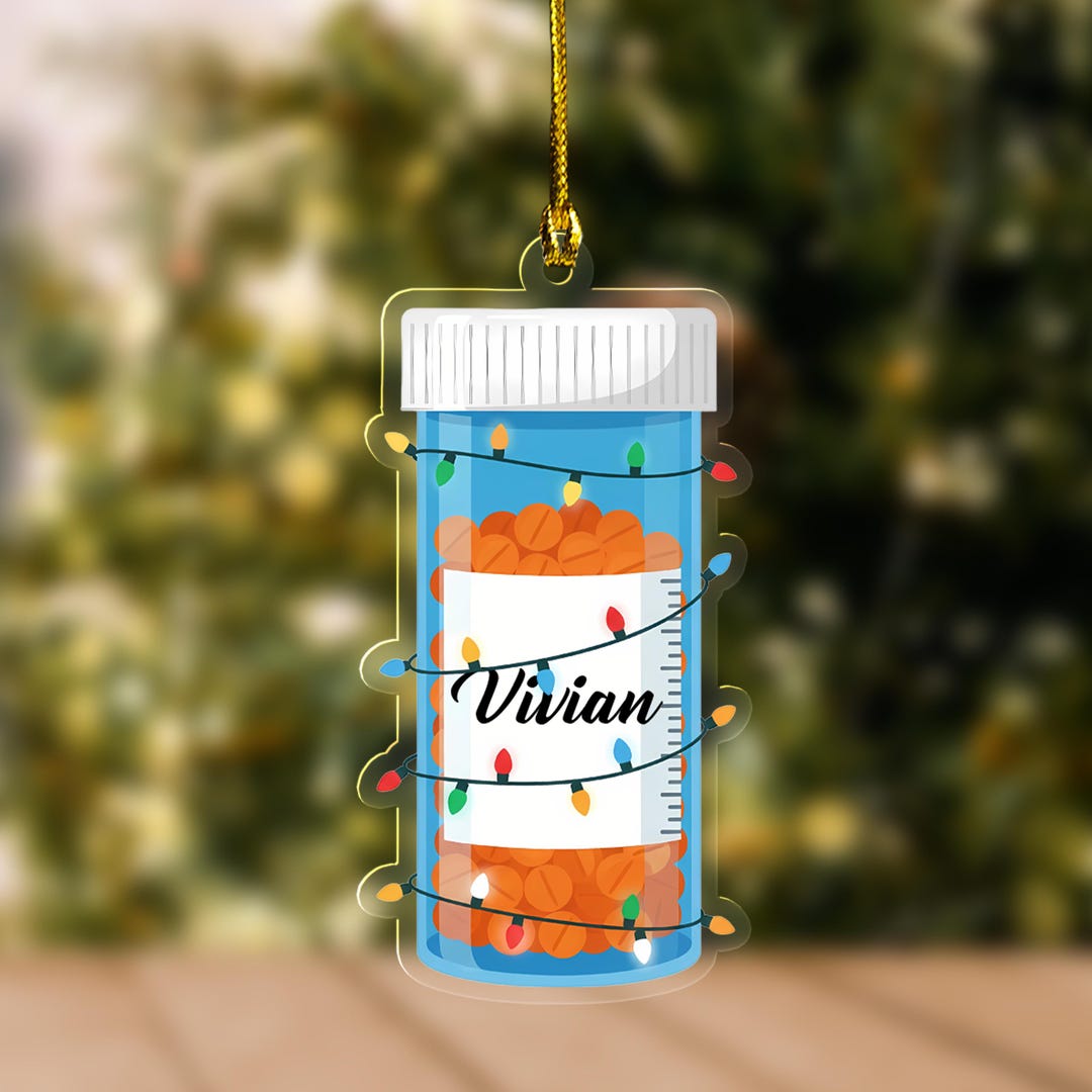 Personalized Pill Bottle Ornament, Custom Pharmacy Decor, Nurse or ...