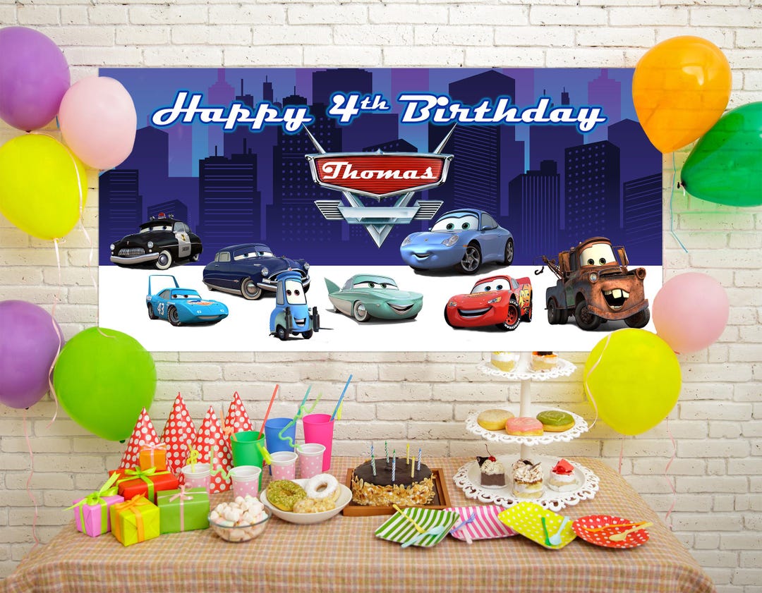 Cars Birthday Backdrop,cars Birthday Banner,personalizable Party Banner ...