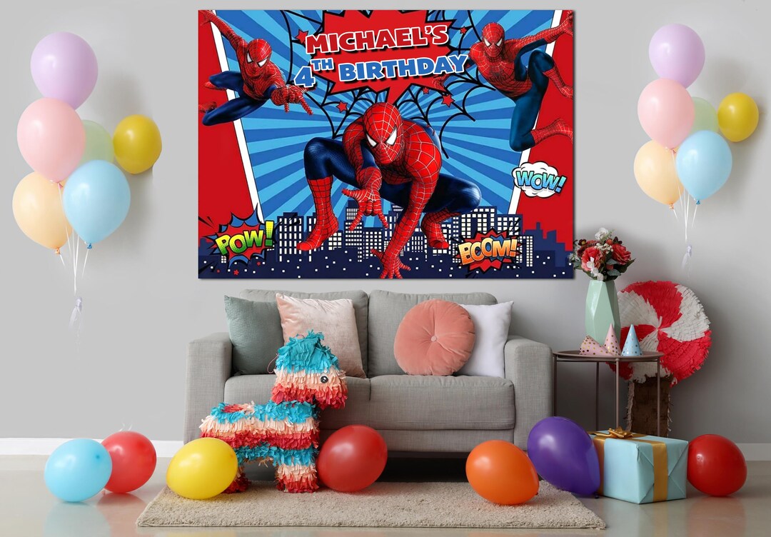 Spider Man Backdrop Banner, Spider-man Birthday Background, Superhero ...