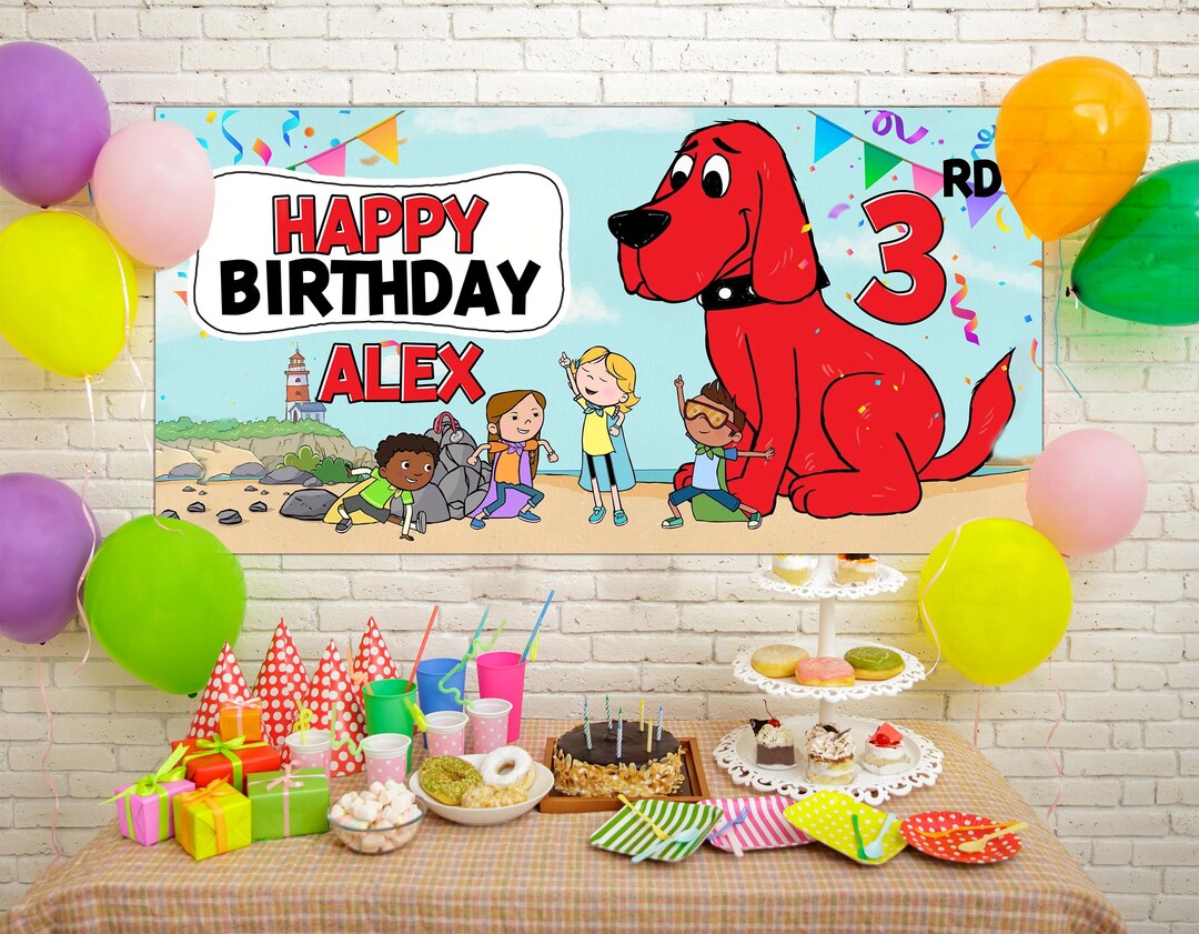 Clifford the Big Red Dog Backdrop for Party Banner, Background for Kids ...