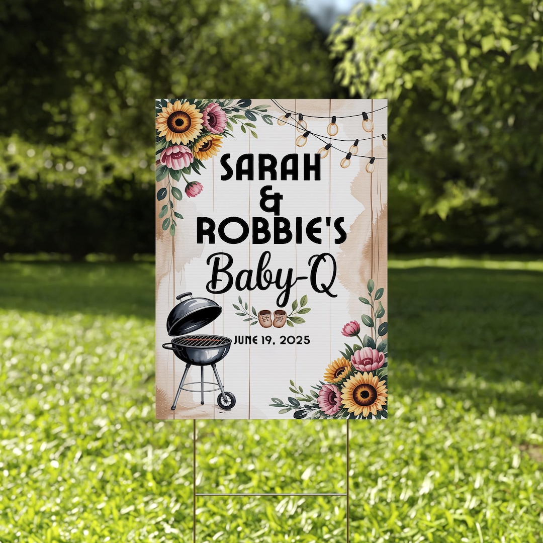 Red Babyq Welcome Sign, Baby-q Shower Sign, BBQ Baby Shower Sign ...