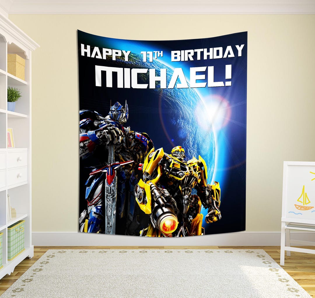 Transformers Birthday Banner, Personalized Party Backdrop Decoration ...