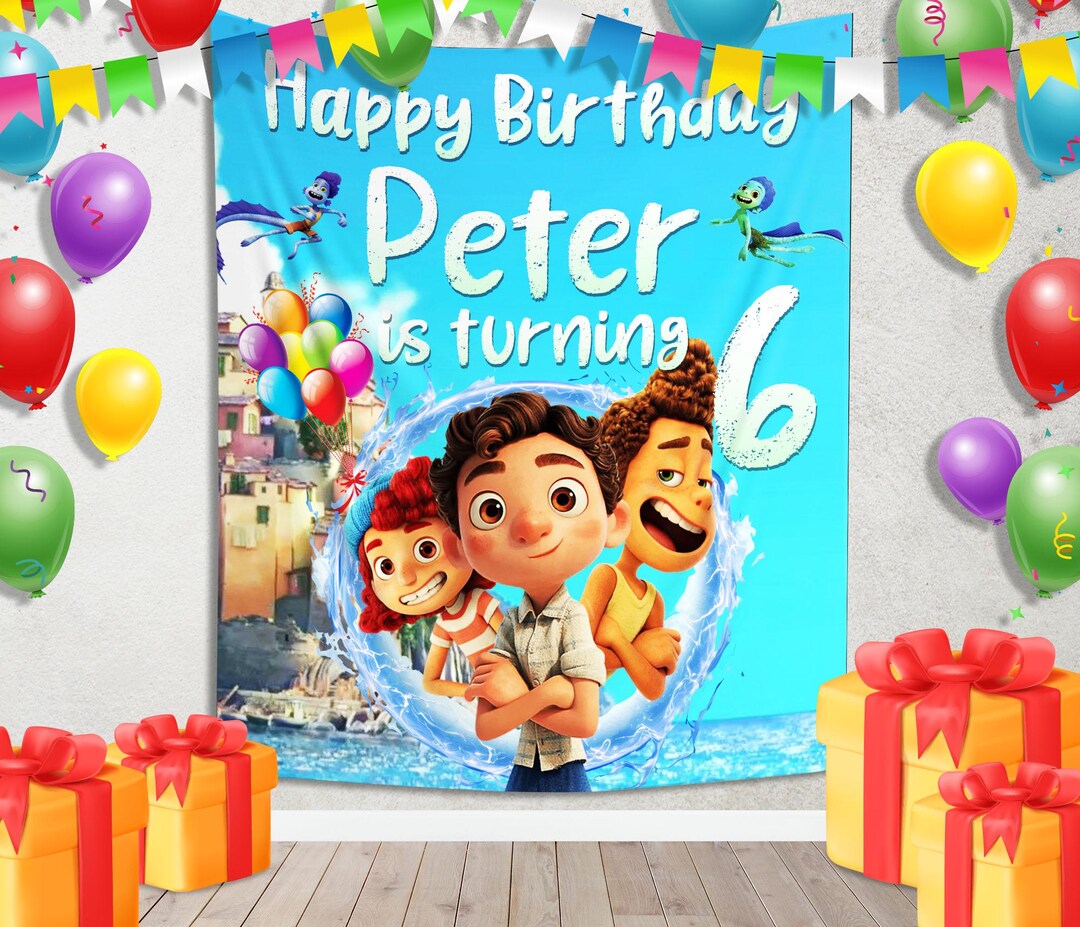 Personalized Luca Birthday Backdrop, Luca Birthday Banner, Custom Name ...