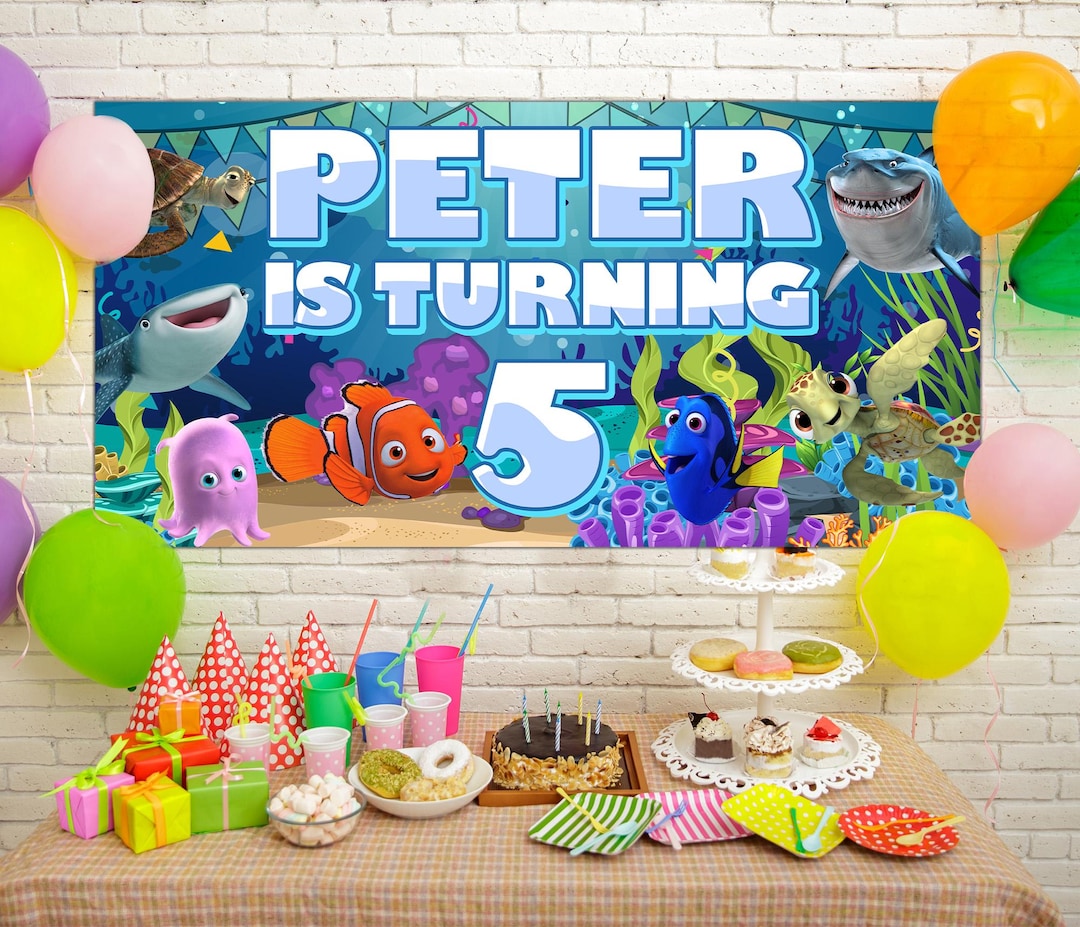 Finding Nemo Birthday Backdrop, Finding Nemo Birthday Party, Finding ...