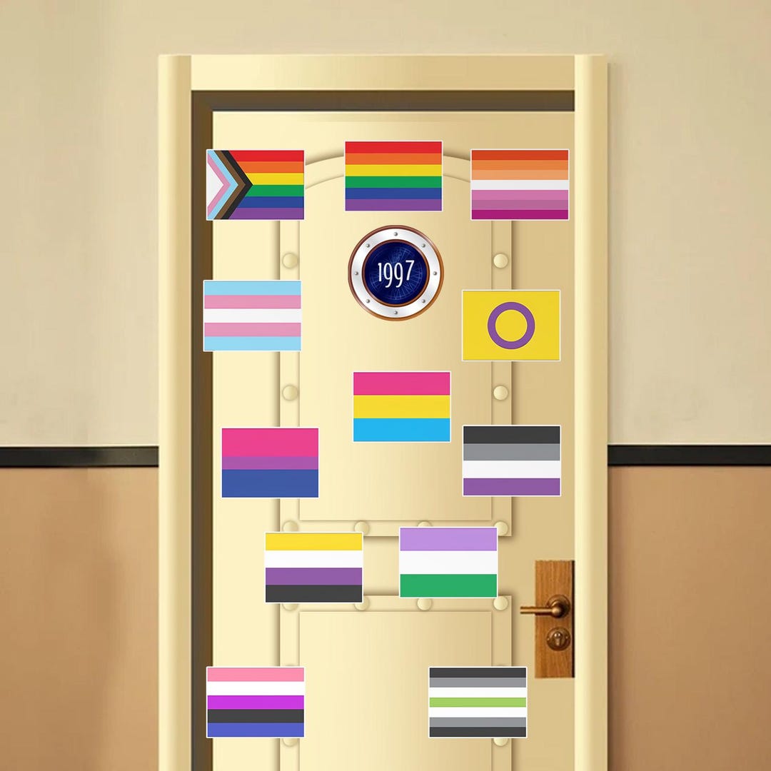 LGBTQ Pride Flag Magnet Set, Rainbow Identity Flags Fridge Magnet ...