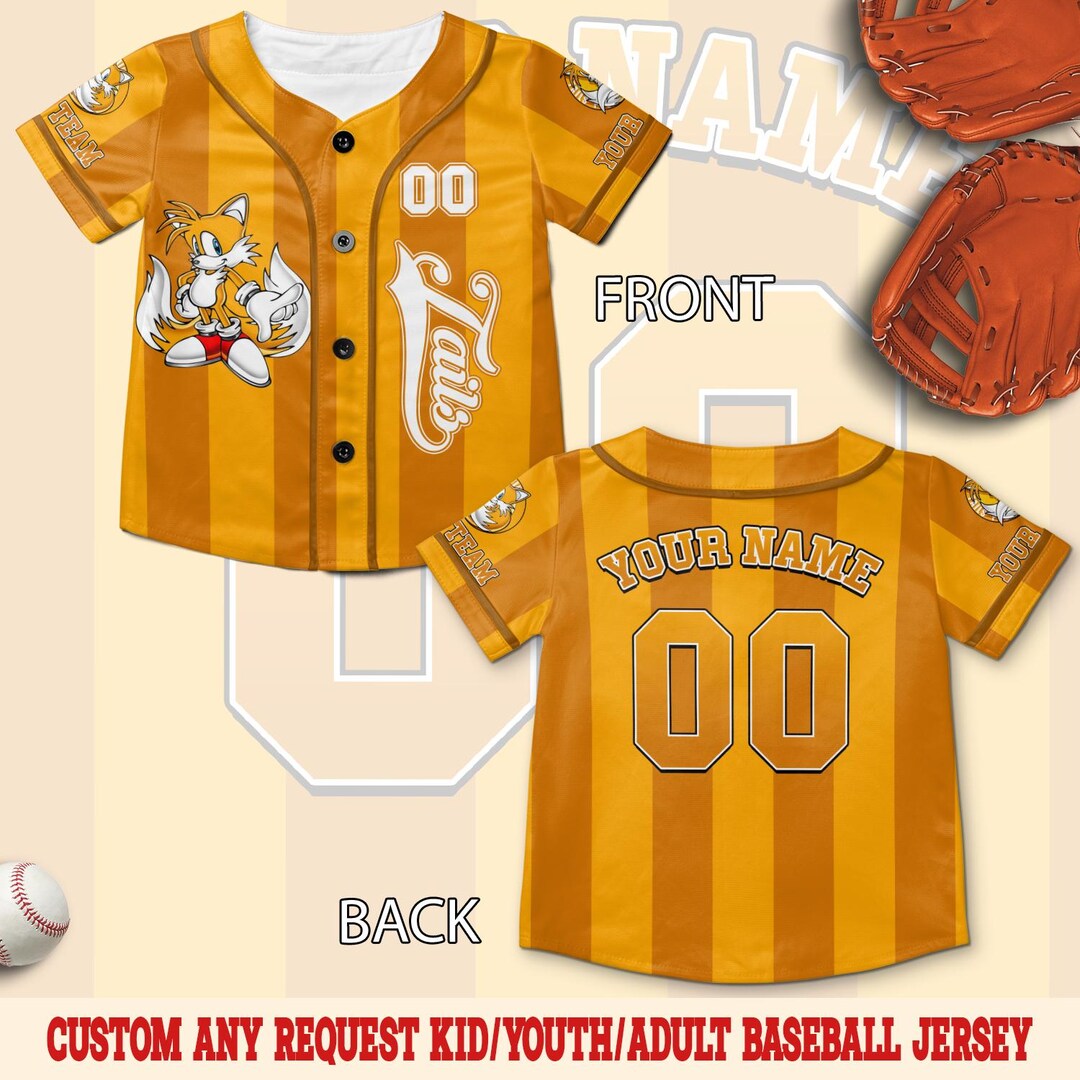 Custom Disney Tails Baseball Jersey, Personalized Sonic Baseball Jersey ...