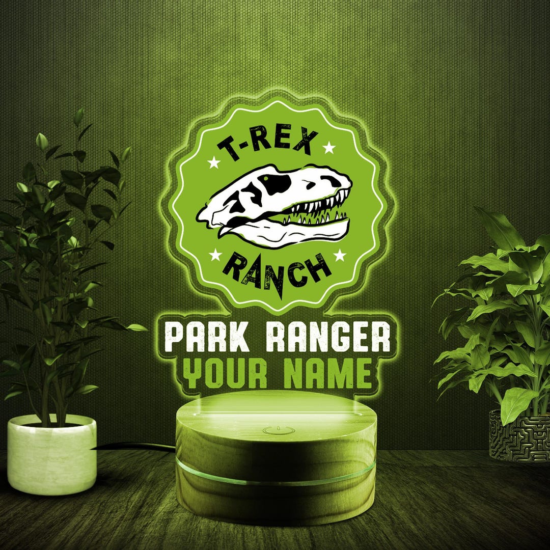 T-rex Ranch Park Ranger Night Light, Custom Name T-rex Ranch Park ...