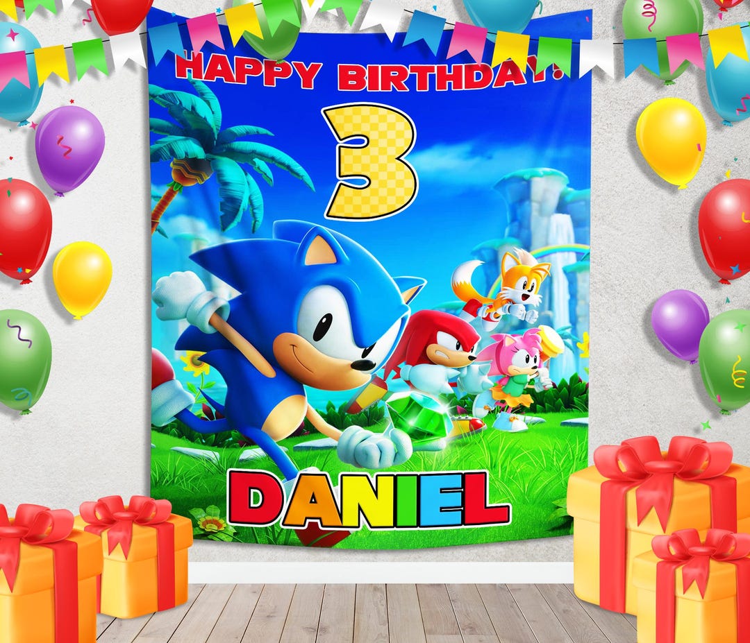 Sonic Birthday Party Backdrop/sonic Birthday Banner/custom Sonic ...