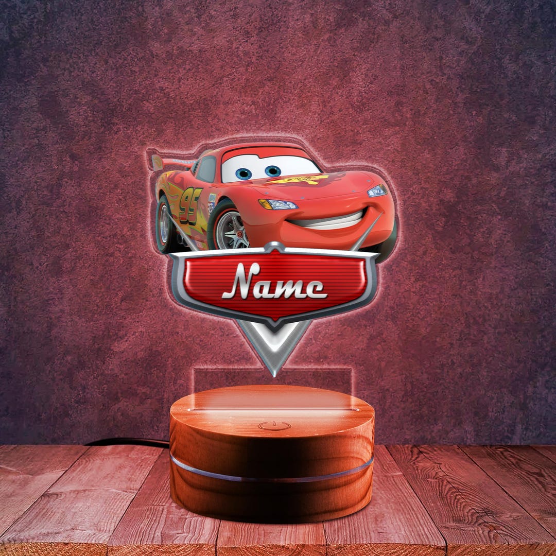 Lightning Mcqueen Night Light/personalized Cars Gift/16 Color LED Night ...