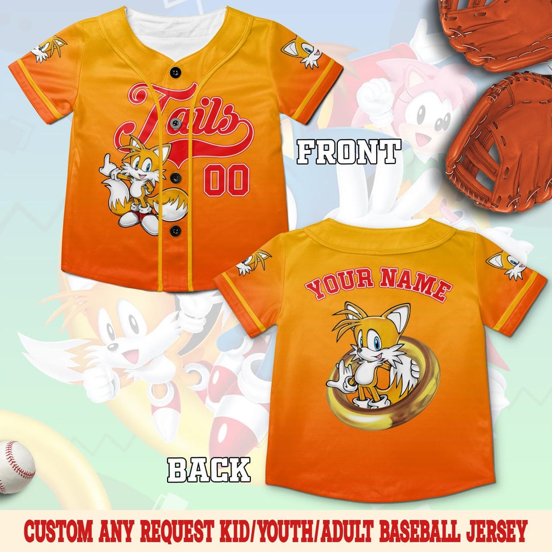 Custom Sonic Tails Baseball Jersey, Personalized Sonic Tails Baseball ...