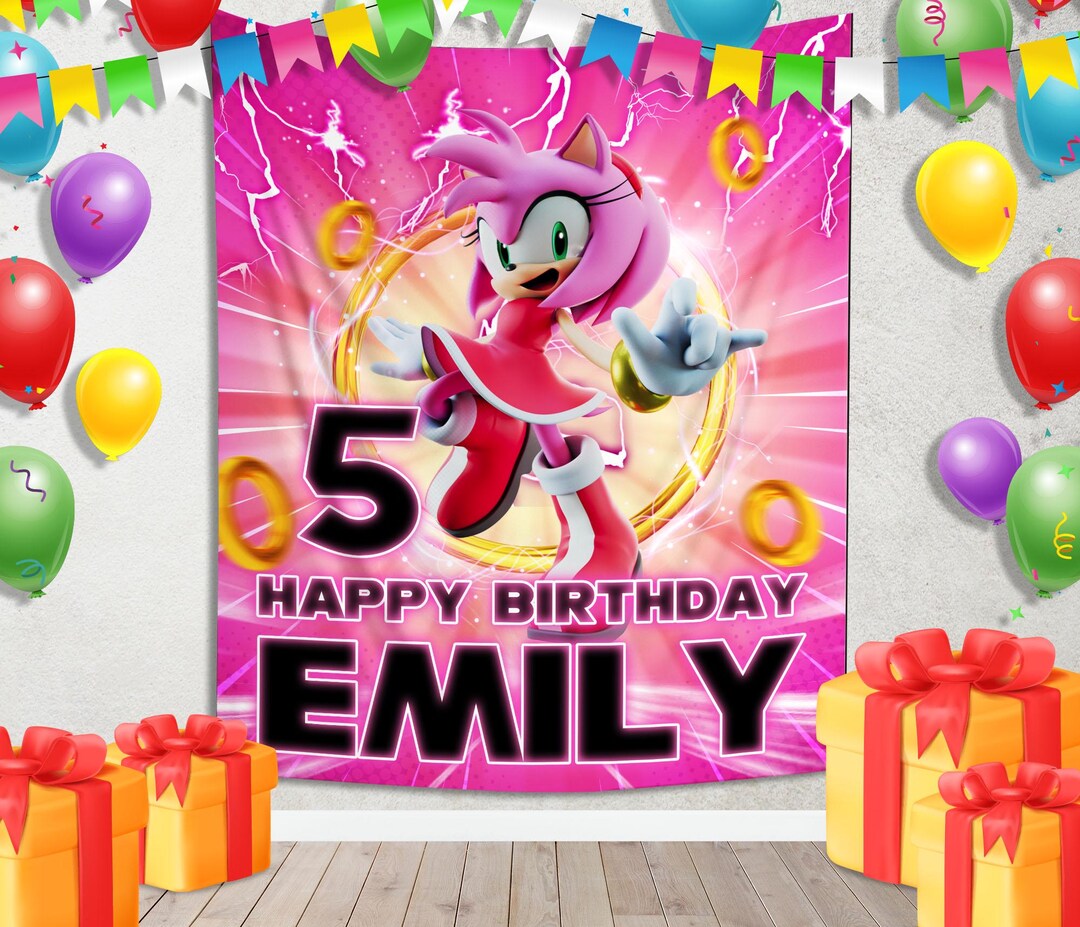 Amy Rose Birthday Party Banner, Amy Rose Birthday Banner Custom, Custom ...