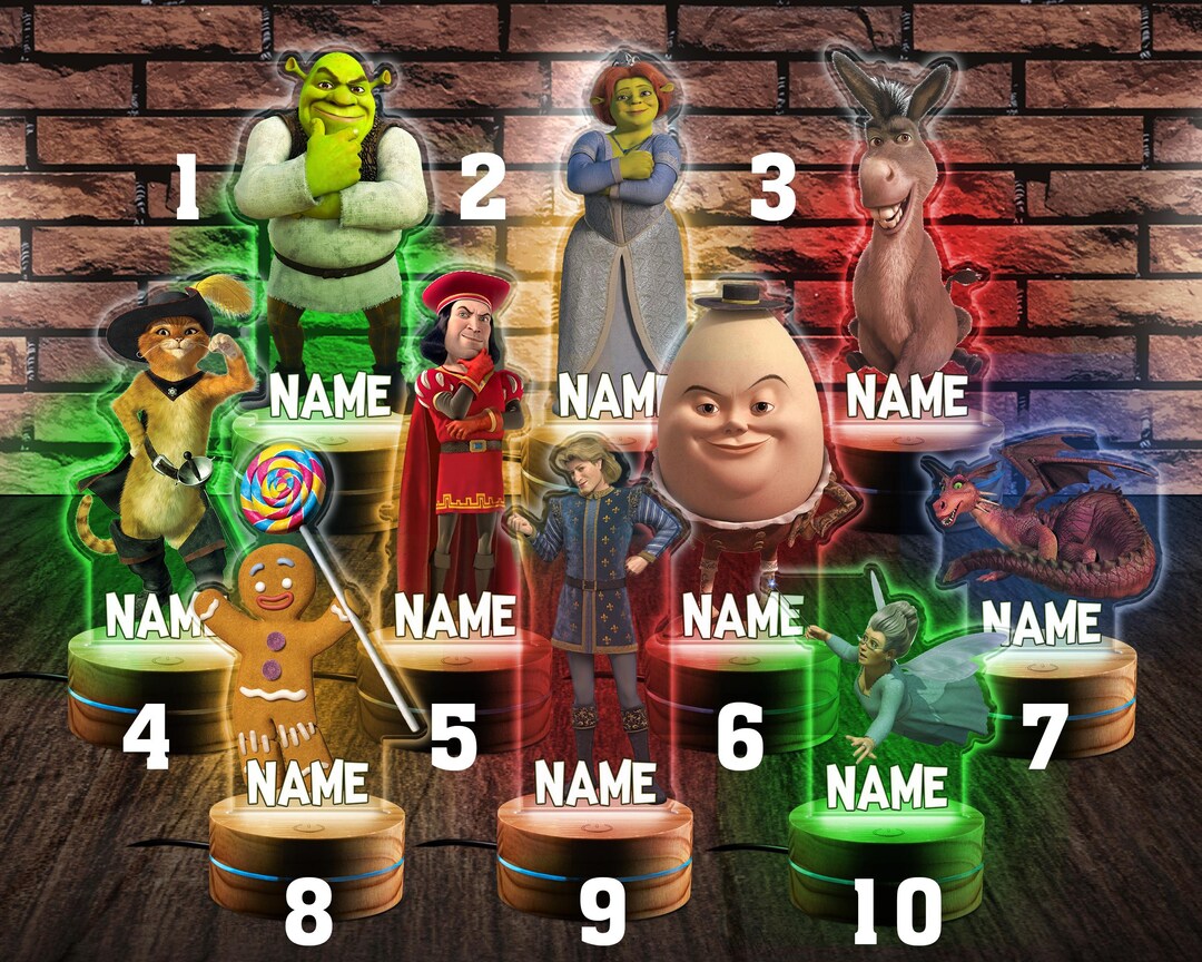 Shrek Characters Custom Night Light, Shrek Christmas Cutout Night Light ...