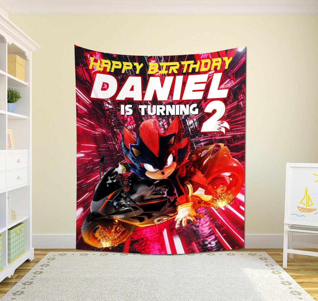 Sonic Birthday Party Backdrop/shadow Hedgehog Birthday Banner/custom ...