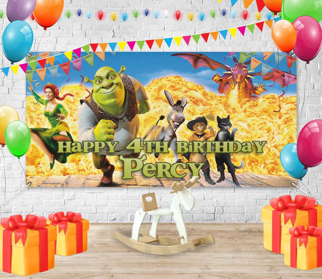 Shrek Birthday Party, Shrek Party Banner, Shrek Birthday Backdrop ...