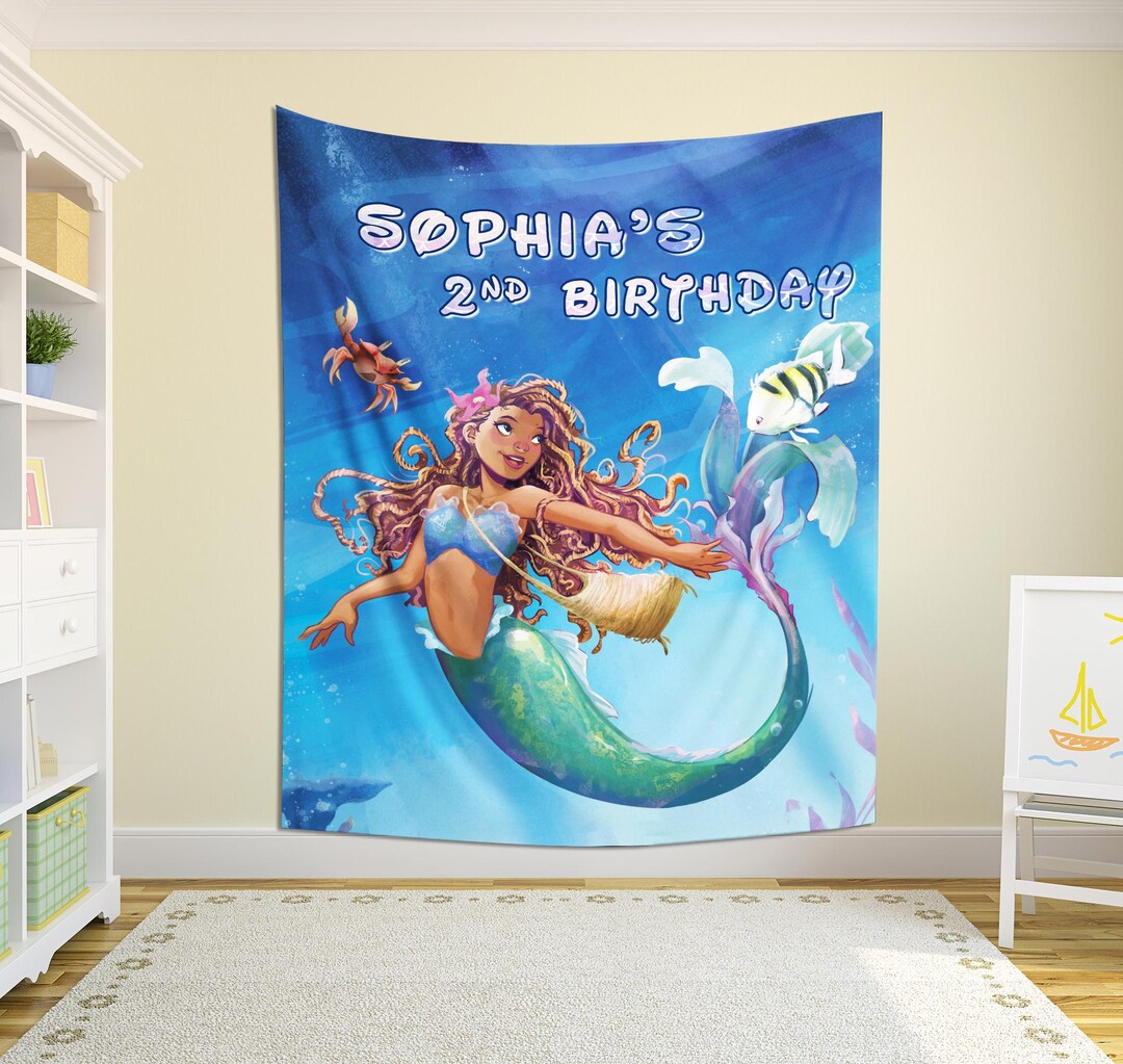 The Little Mermaid Banner, Black Mermaid, Little Mermaid Party, Live ...