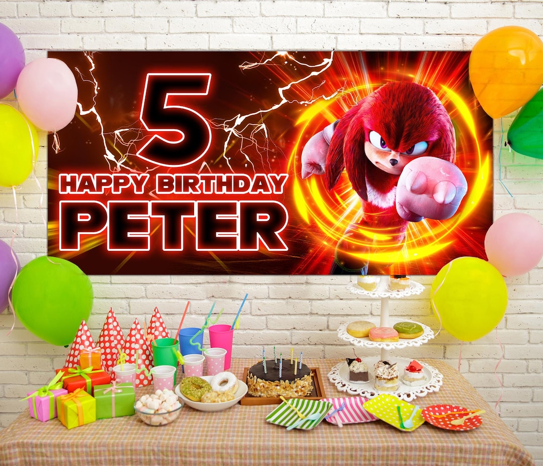 Knuckles the Echidna Birthday Party Banner, Knuckles Birthday Banner ...