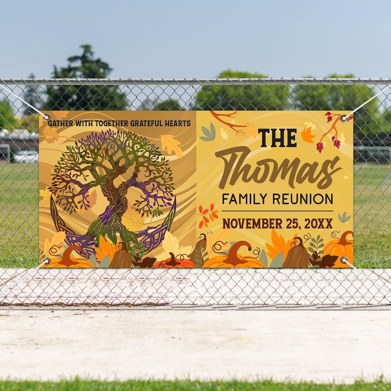 Personalized Family Reunion Thanksgiving Banner, Customizable Event ...